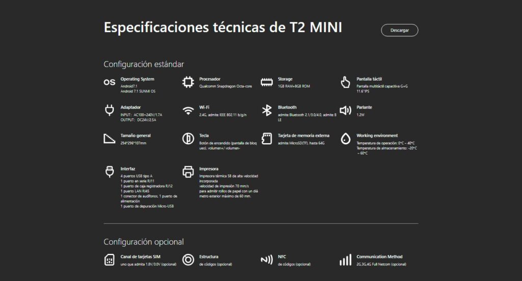 T2 Mini – SUNMI ARGENTINA